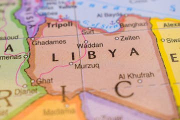 Libya on the World Map-Geo Political Map Stock Illustration ...