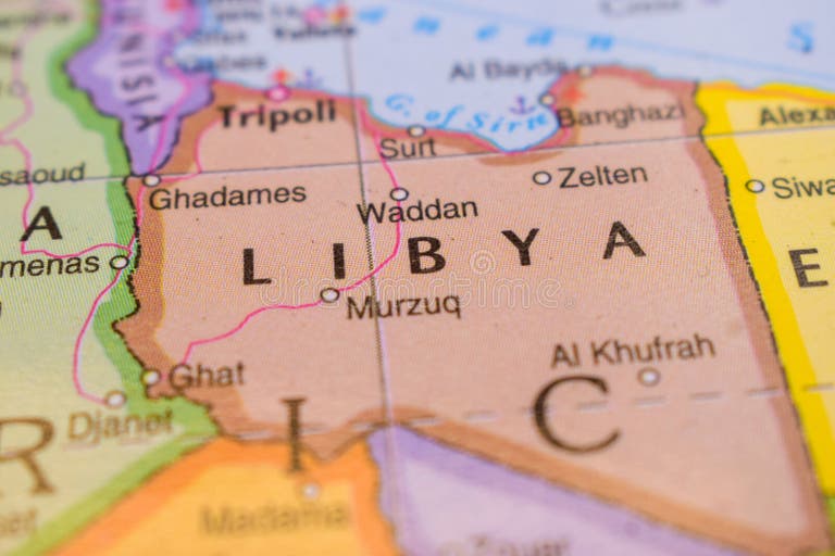 Libya on the World Map-Geo Political Map Stock Illustration ...