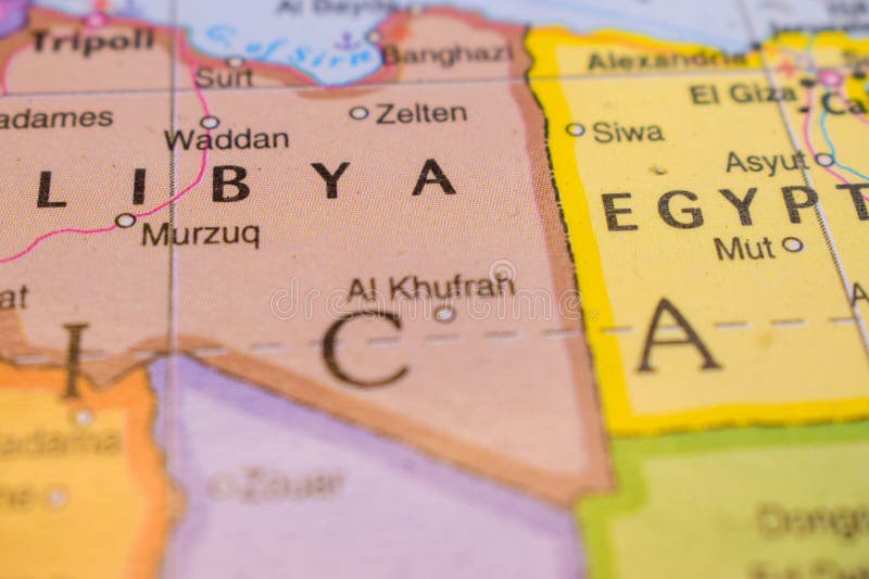 Libya on the World Map-Geo Political Map Stock Photo - Image of ...