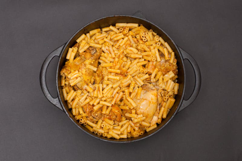 Libyan Chicken Pasta Called Imbakbaka a Spicy Middle Eastern Dish Stock ...