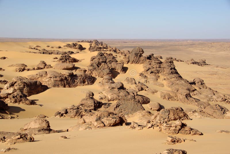 Peak in Libyan desert stock photo. Image of rock, contrast - 15198638
