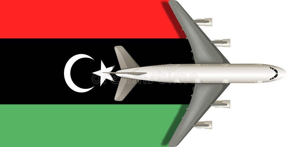 Libyan Flag with Airplane Flying Over it. Vector Image Stock ...