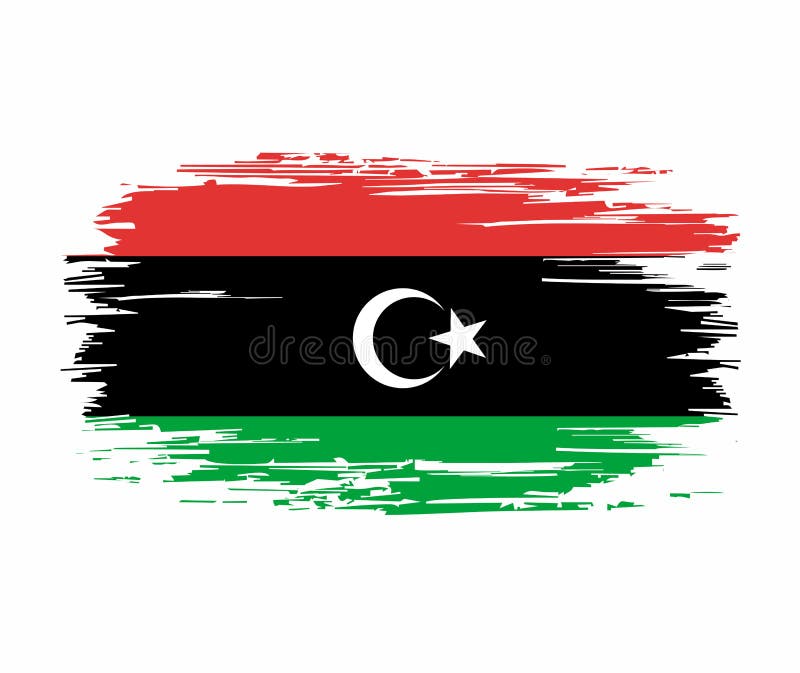 Libyan Flag Brush Grunge Background. Vector Illustration. Stock ...