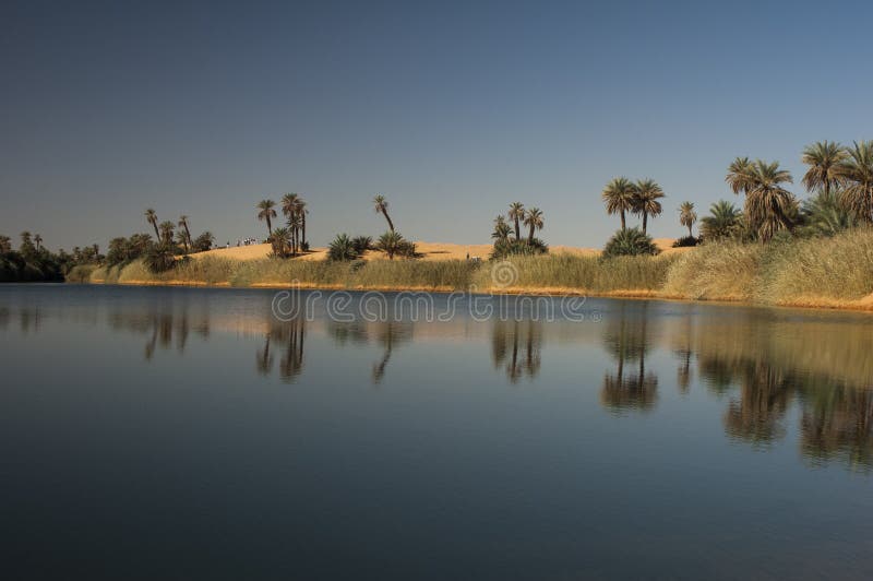 Gaberoun Lake - Desert Oasis, Sahara, Libya Stock Photo - Image of arid ...