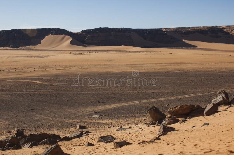 Libyan sahara desert stock image. Image of sahara, sandstone - 56839811