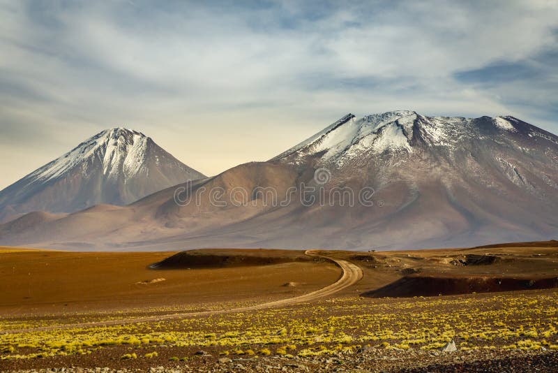 Licancabur and Dramatic Volcanic Landscape at Sunset, Atacama Desert ...