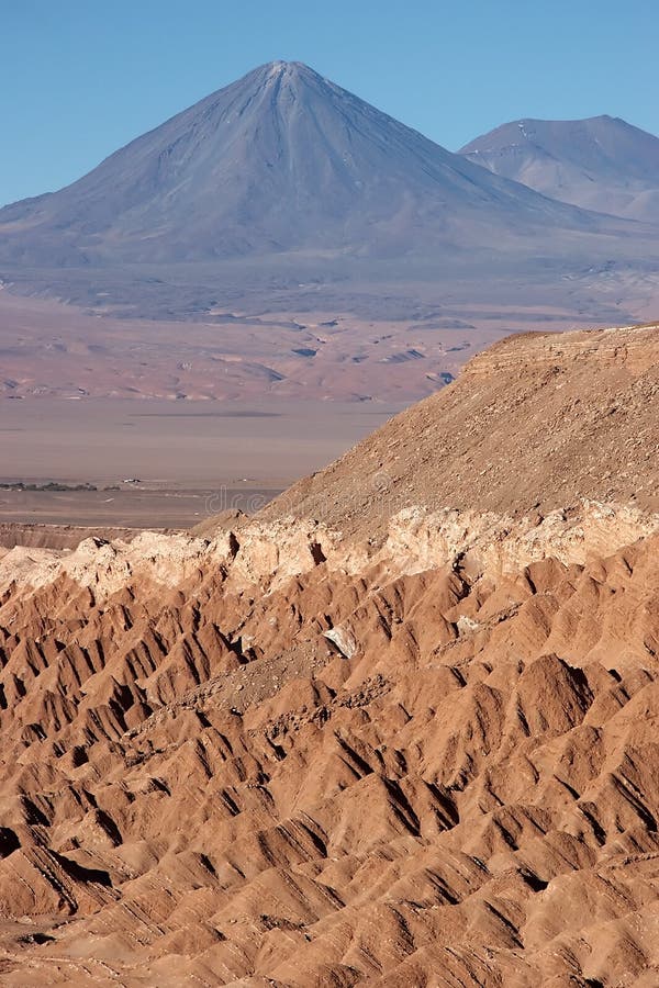 Atacama Desert and Volcano Range in Evening, Chile Stock Photo - Image ...