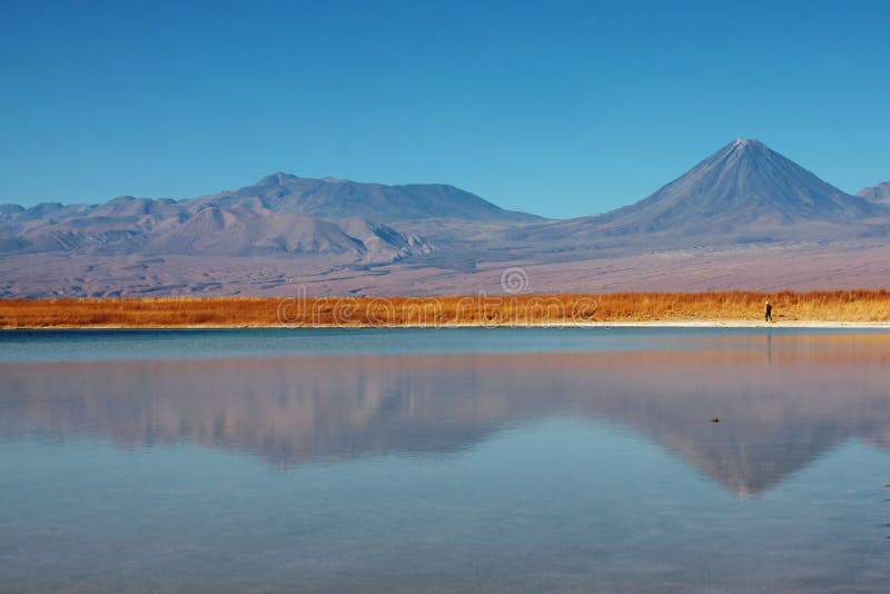 Licancabur Volcano and Lagoon in Chile Stock Photo - Image of volcano ...