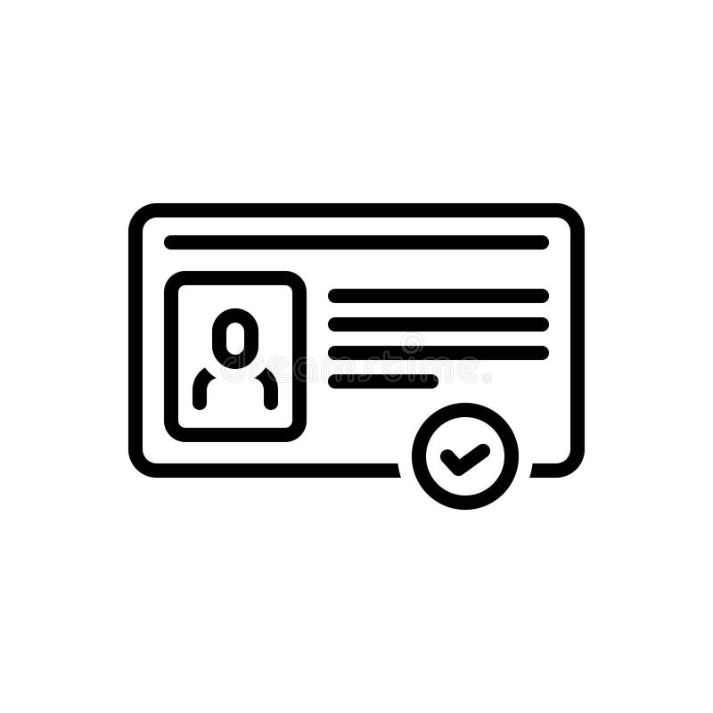 Black Line Icon for License, Credential and Card Stock Vector ...