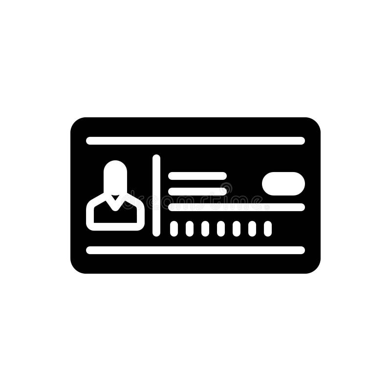 Black Solid Icon for License, Permit and Card Stock Illustration ...