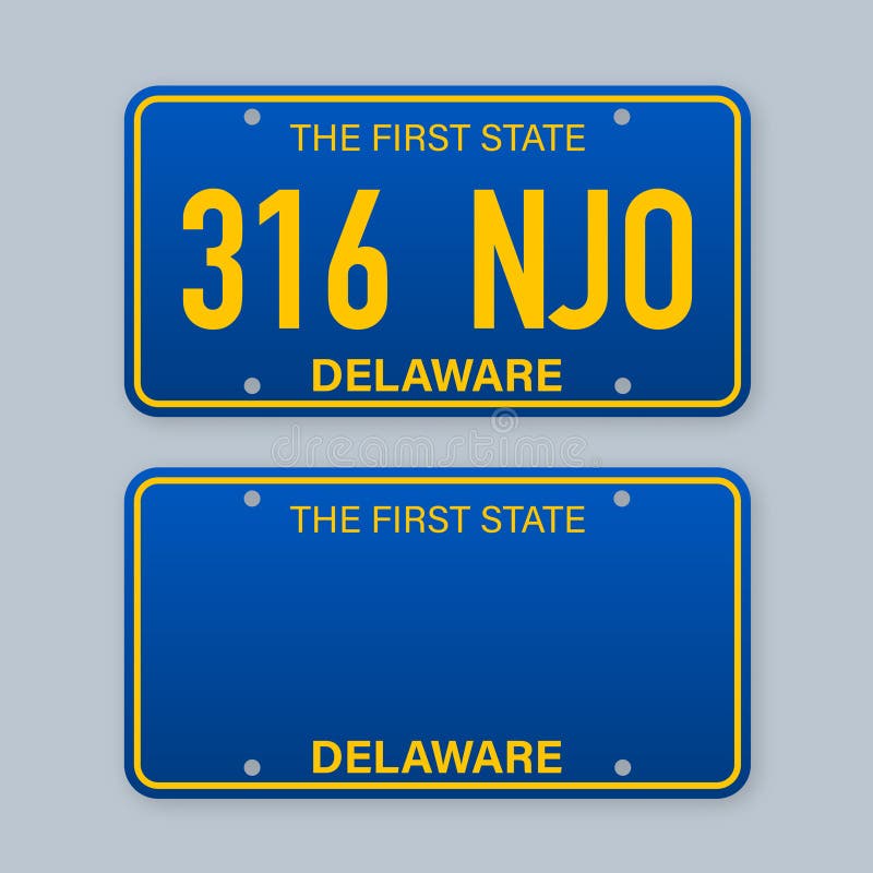 License Plate of Delaware. Car Number Plate Stock Vector - Illustration ...