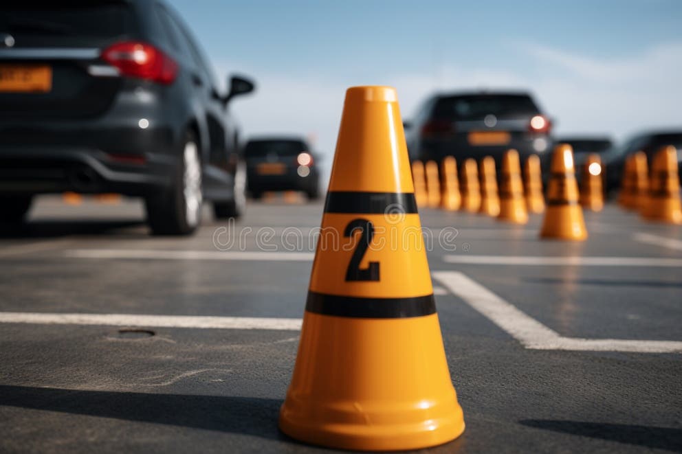 License Test Involves Car Maneuvering through Traffic Cones, Testing ...
