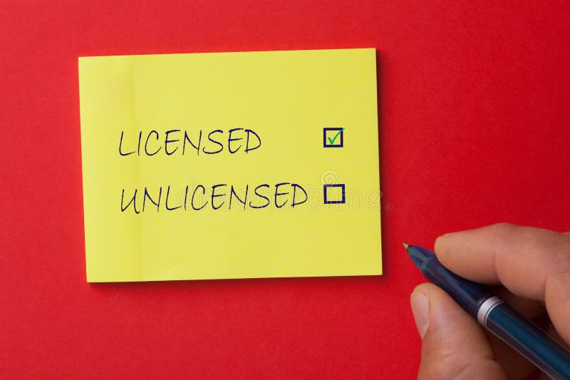 Licensed Unlicensed Choice stock image. Image of granted - 344945261