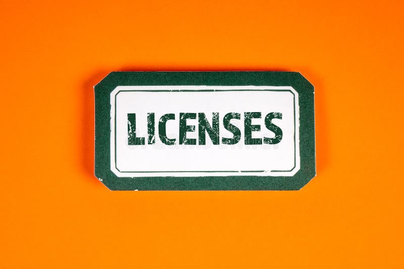 Licenses. Sticky Note with Text on an Orange Background Stock Image ...