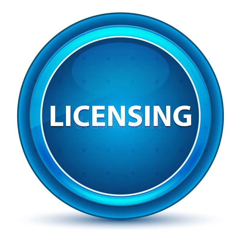 Licensing Round Blue Push Button Stock Illustration - Illustration of ...