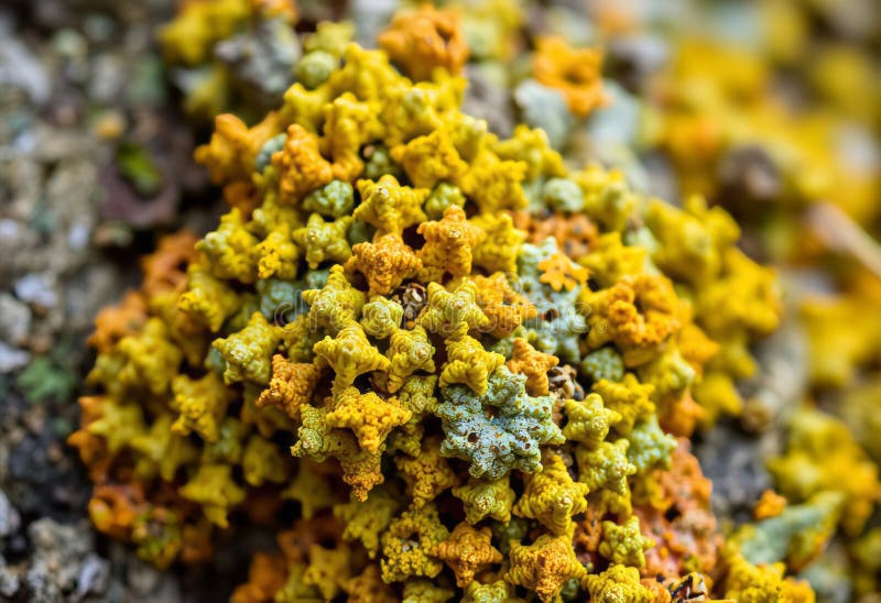 Lichen Close Up a Detailed View of the Colorful Textured Surface Stock ...
