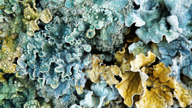 Close-Up of Abstract Lichen Patterns in Natural Colors, Generative Ai ...
