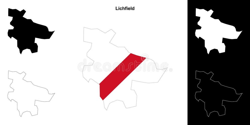 Lichfield outline map stock vector. Illustration of cartography - 334903445