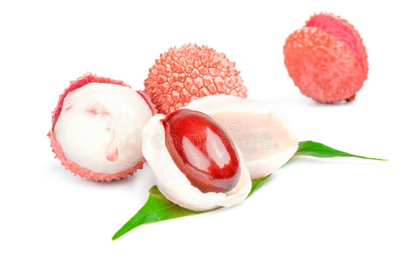 Lichi on a White Background. Clipping Path Stock Photo - Image of ...