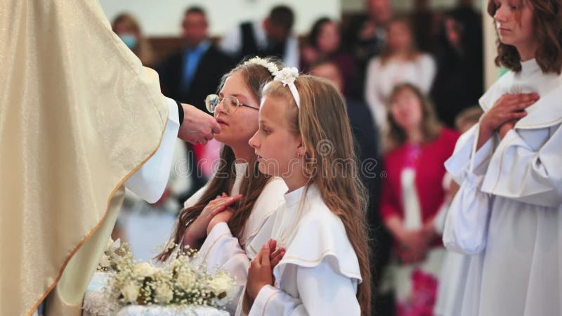 Lida, Belarus - May 31, 2022: Children Going To the First Holy ...
