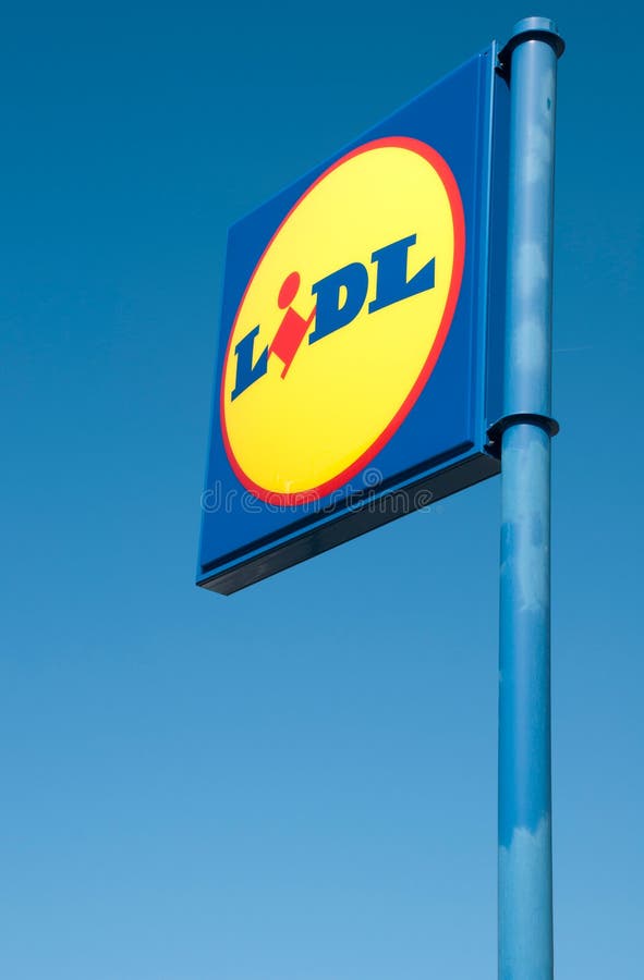 LIDL Panel Sign Outside Supermarket. Branch from LIDL Supermarket Chain ...
