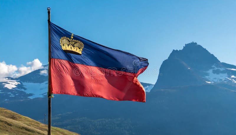 Liechtenstein Flag Waving on the Wind Stock Illustration - Illustration ...