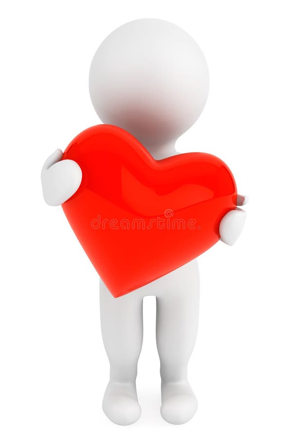 Liefdeconcept. 3d Persoon Met Rood Hart Stock Illustratie ...