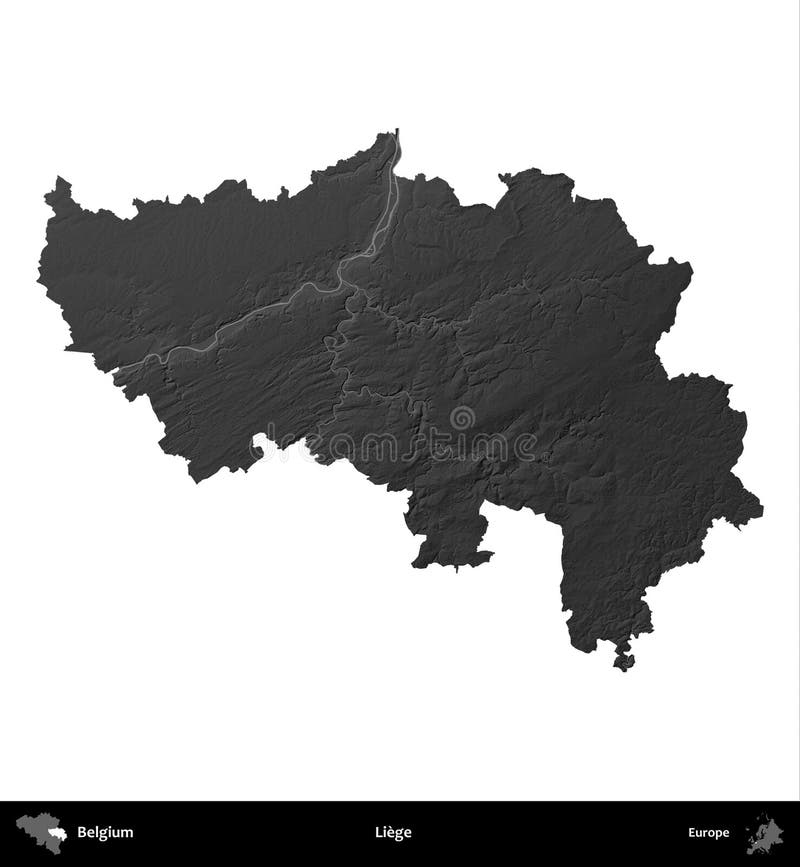 Liege, Belgium, Isolated on White. Grayscale Stock Illustration ...