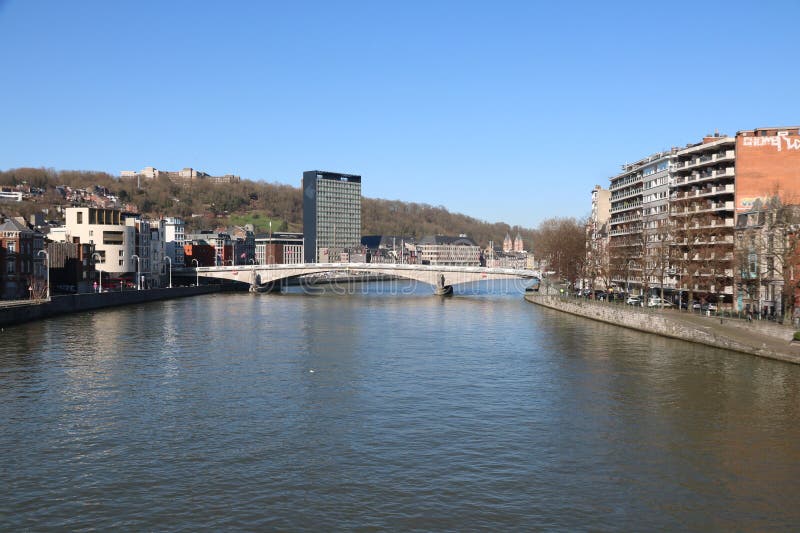 Liege City View from Bridge Stock Image - Image of waterway, landmark ...