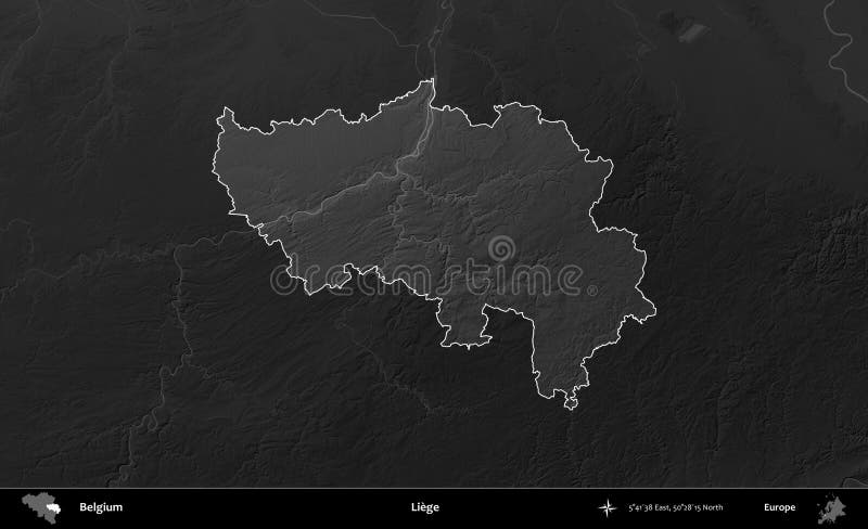 Liege Highlighted, Belgium. Grayscale Stock Illustration - Illustration ...