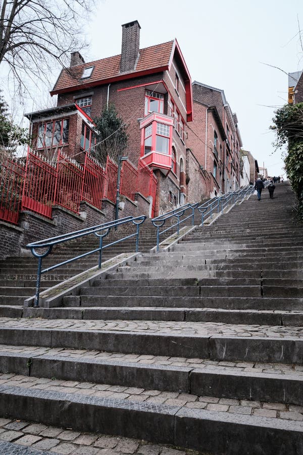 Liege, Montagne De Bueren, a a 374-step Staircase. Editorial Stock ...
