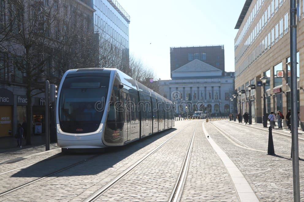Liege tram 2025 editorial stock image. Image of road - 365178044