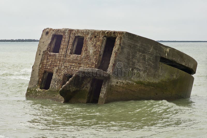Liepaja Beach Bunker. Brick House, Soft Water, Waves and Rocks ... Liepaja Beach Bunker. Brick House, Soft Water, Waves and Rocks ...
