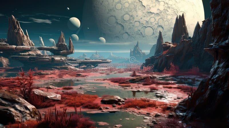 Life on Another Planet stock illustration. Illustration of ground ...