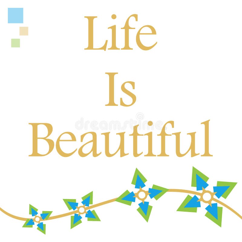 Life is Beautiful Green Blue Floral Wave Stock Illustration ...