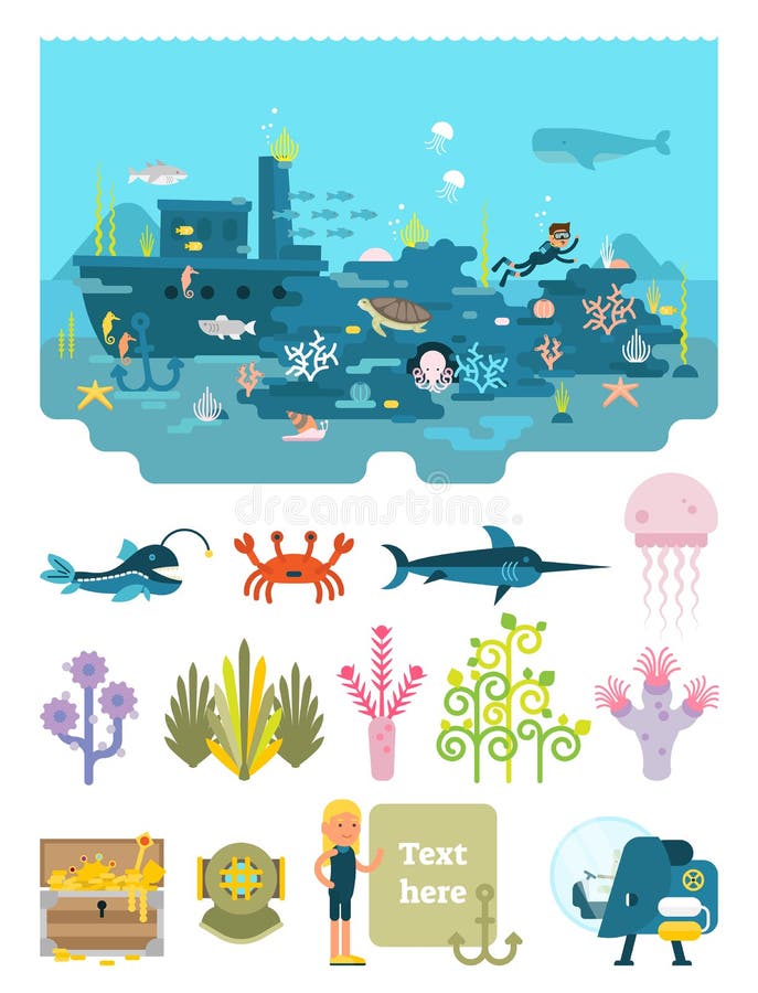 Ocean Depth Underwater Wildlife Infographic, Vector Illustration ...