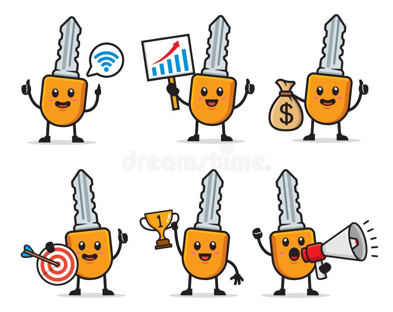 Set of Key Character Design Vector Stock Vector - Illustration of ...