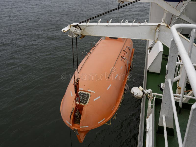 Life Boat of Big Ship in Navigation Stock Image - Image of nautical ...