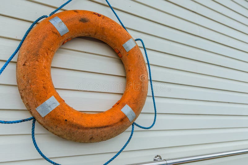 Life Buoy with Rope Hanging Around the Pool Stock Photo - Image of help ...