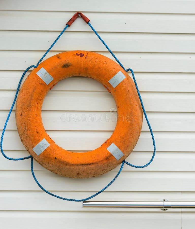 Life Buoy with Rope Hanging Around the Pool Stock Photo - Image of ring ...