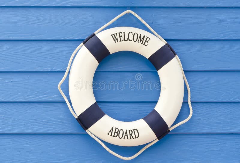 Life Buoy Welcome Aboard Sign Stock Photo - Image of sign, emergency ...