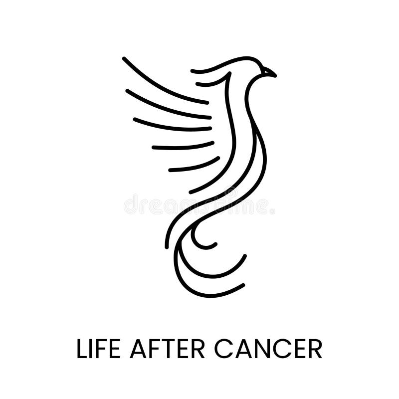 Life after Cancer Line Icon Vector Phoenix Bird Stock Illustration ...