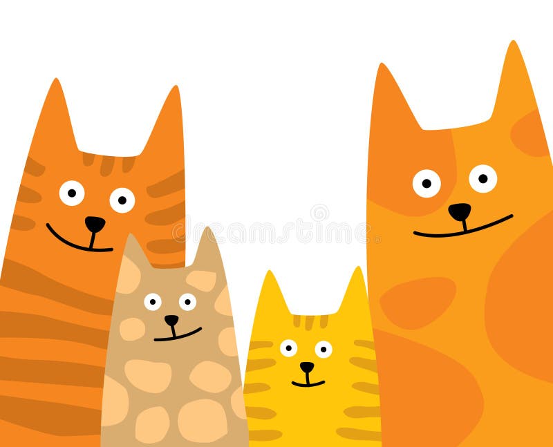 The Life of Cats. a Bunch of Cheerful Multi-colored Cats. Cartoon ...