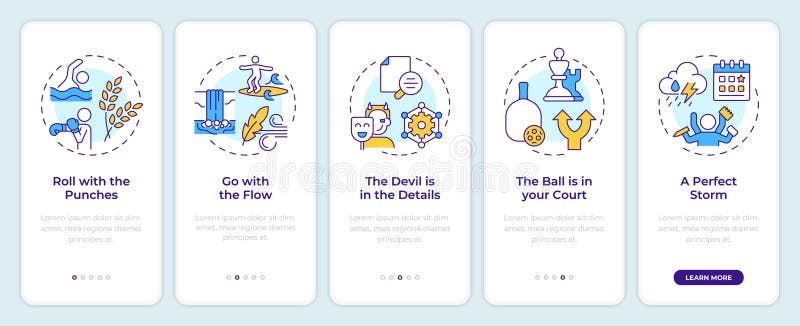 Life Challenges Idioms Onboarding Mobile App Screen Stock Vector - Illustration of idea ...