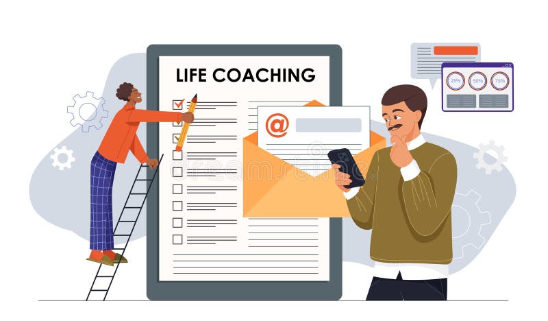 Life Coaching Checklist Concept Scene. Vector Illustration Stock ...
