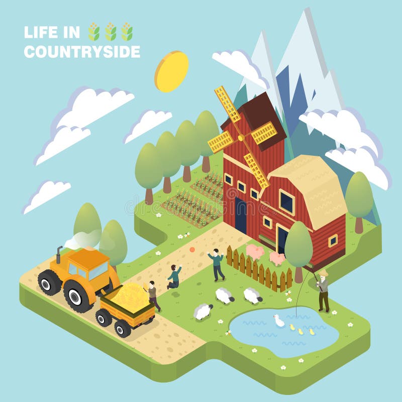 Life in countryside stock vector. Illustration of countryside - 66986555