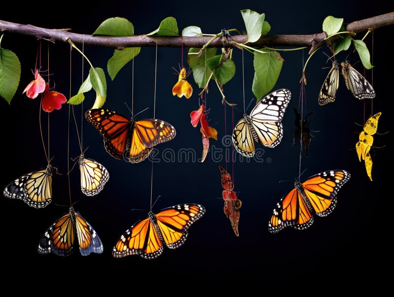 Life Cycle Of Colour Segeant Butterfly Hanging On Twig Made With Generative Ai Illustration