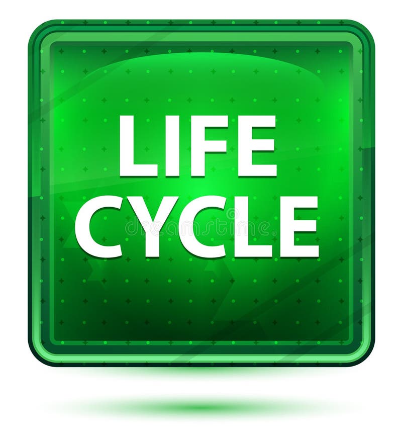 Life Cycle Neon Light Green Square Button Stock Illustration ...