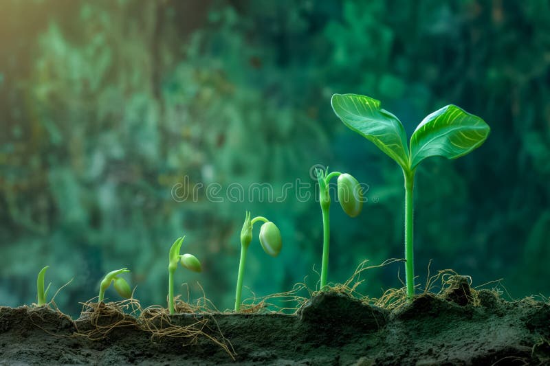 Life Cycle from Seed To Seedling, AI-generated. Stock Illustration ...