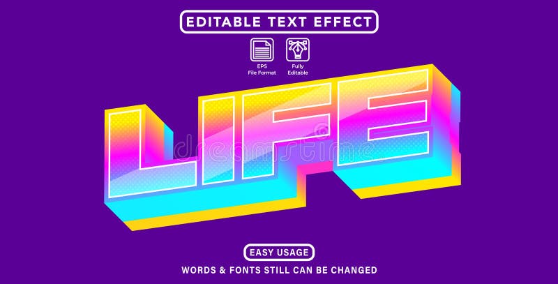 Life Editable Font Effect Style Stock Vector - Illustration of typo ...